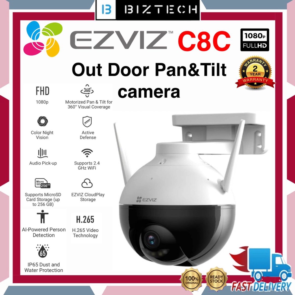 All New EZVIZ C8C 1080P 2MP Pan And Tilt Outdoor Camera Water ...