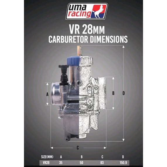 Uma Racing Carburetor VR V2 28mm Universal LC135 NSR EX5 EX5 DREAM ...
