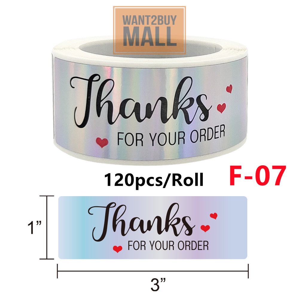 🇲🇾 7.5cm 120pcs Roll Kraft Paper Thank You Sticker Label TQ Stickers ...