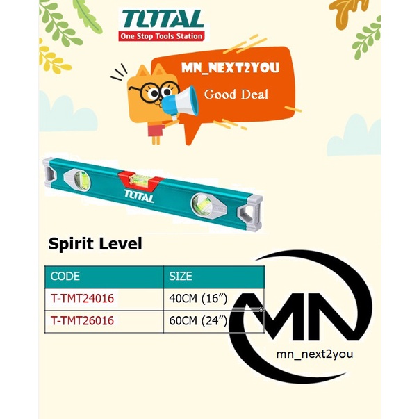 TOTAL SPIRIT LEVEL TMT24016 40CM (16" ) / TMT26016 60CM ( 24") | Shopee ...