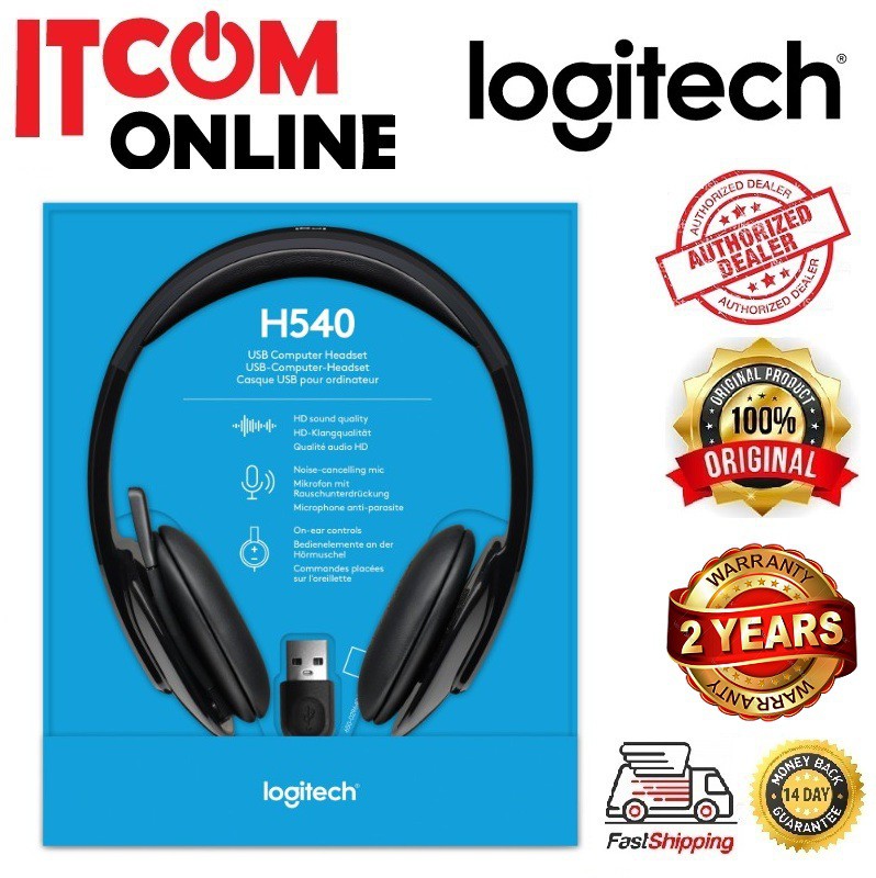 LOGITECH H540 USB HEADSET (981-000482) BLACK | Shopee Malaysia