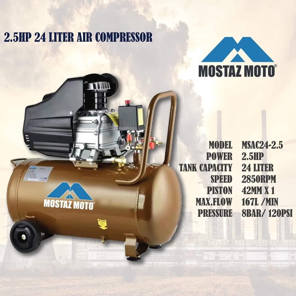 MOSTAZ MOTO MSAC24-2.5 Air Compressor Mesin Pemampat Udara Mesin ...