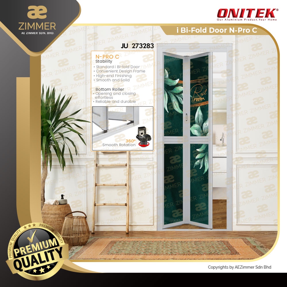 AE Zimmer Onitek Bi Fold Door N-PRO C / Toilet Door, bifold, Pintu Lipat, Pintu Tandas ...
