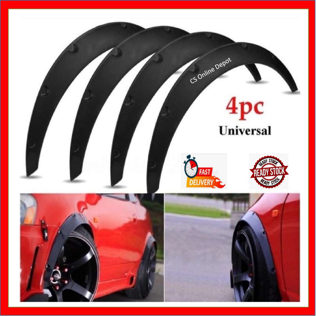 4PCS Universal Car Fender Flares Flexible Extra Wide Body Wheel Arches ...