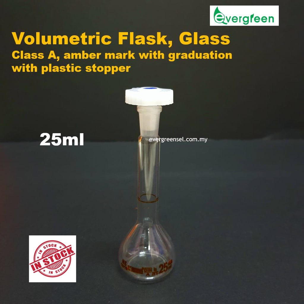 ( PROMO ) Volumetric Flask, Class A, amber mark, graduation with ...