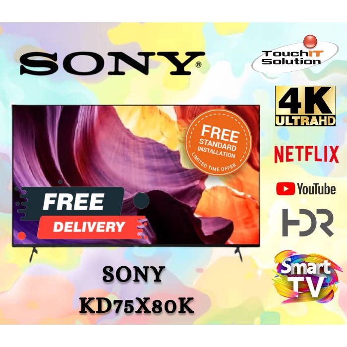 Sony 75 Inch X80K 4K Ultra HD High Dynamic Range (HDR) Smart TV (Google ...