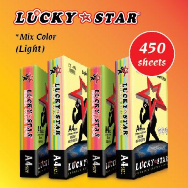 Lucky Star A4 80Gsm Color Paper ~Mix Col 450sheets | Shopee Malaysia
