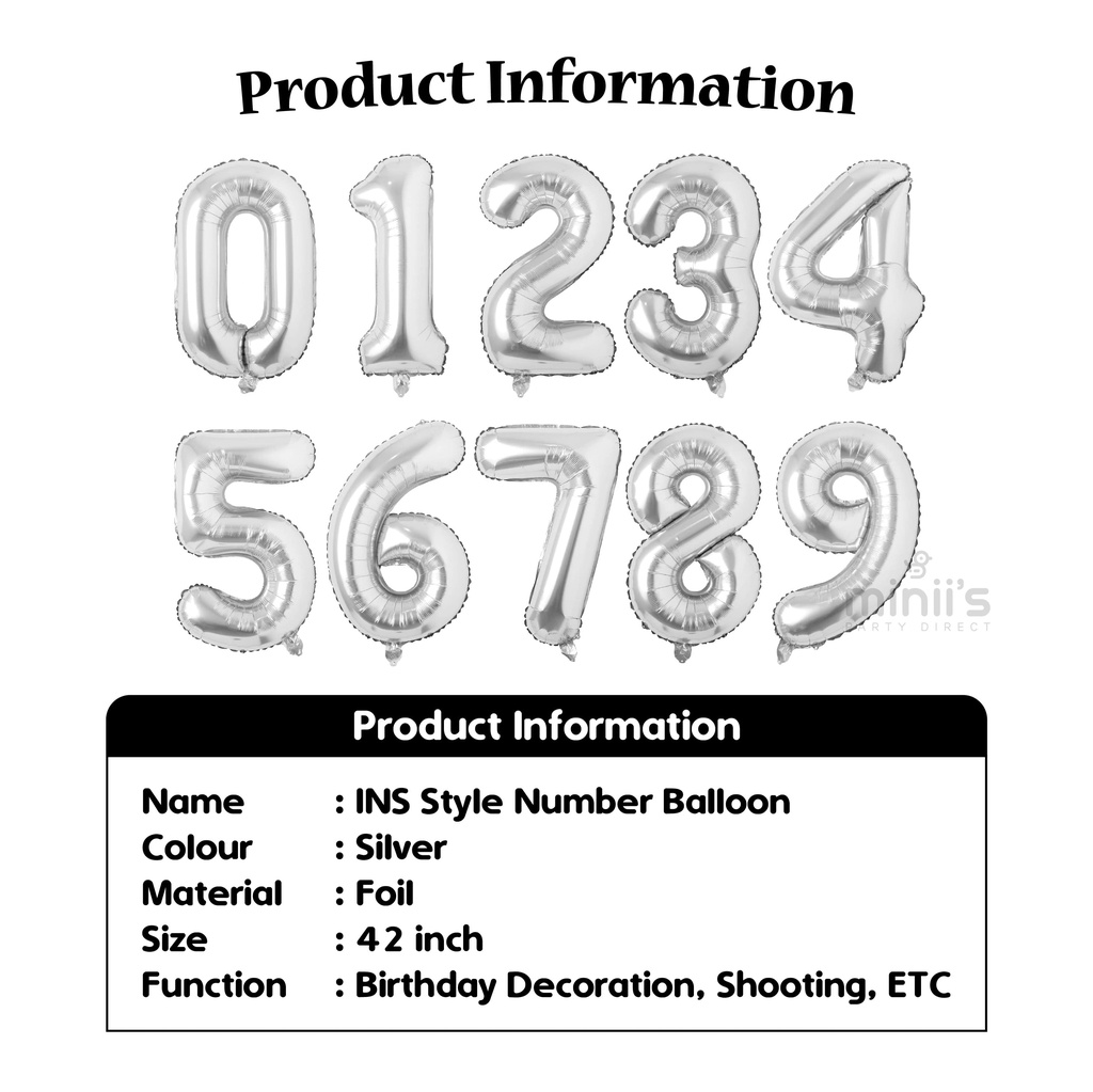 MINIIS PARTY Number Balloon 42 Inch Balloon Number Foil Balloon Belon ...
