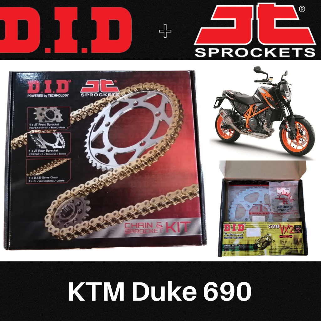 Sprocket Chain KTM Duke 690 Full Set DID+JomThai (Gold Colour Chain ...