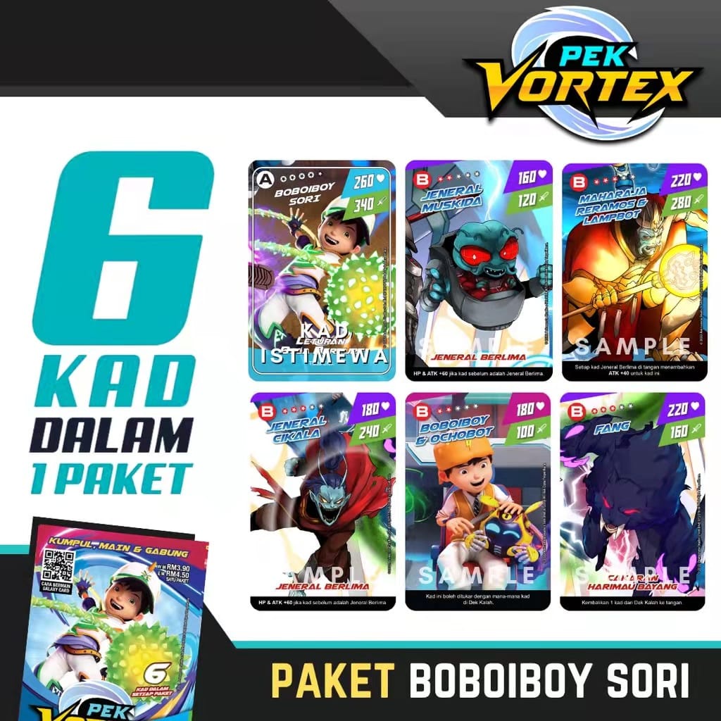 KIDZONE BoBoiBoy Galaxy Card : Pek Vortex (1 pack:6 cards) [ORIGINAL ...