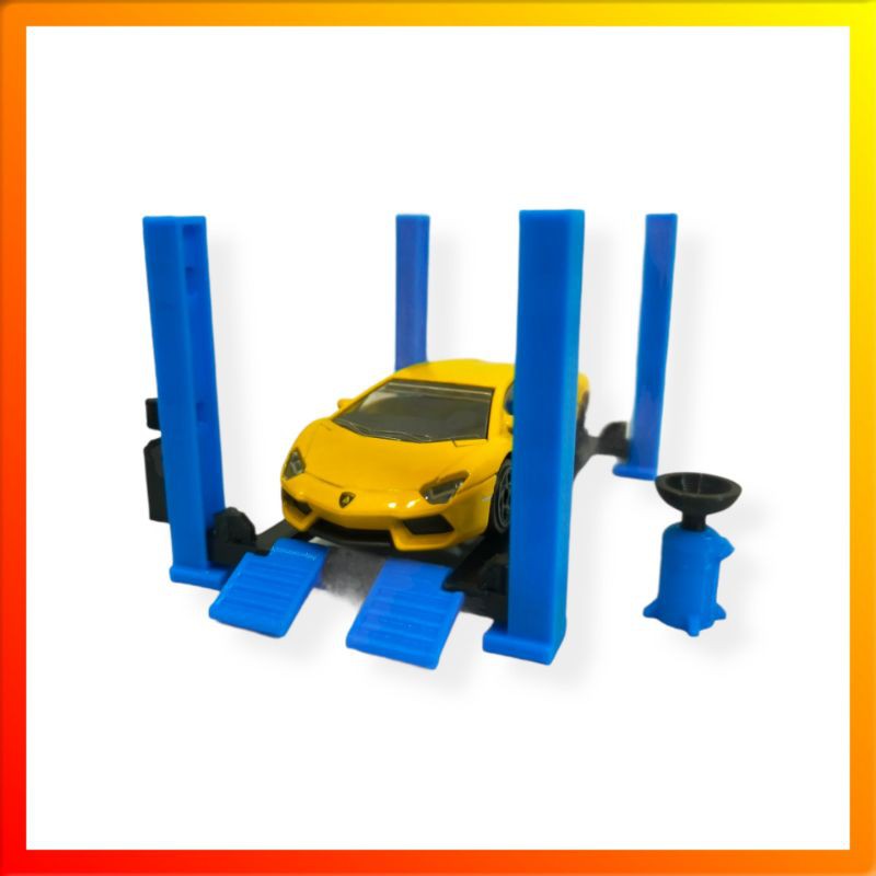MINIATURE BLUE CAR LIFT FOR DIORAMA SCALE 1/64 (FREE OIL COLLECTOR ...