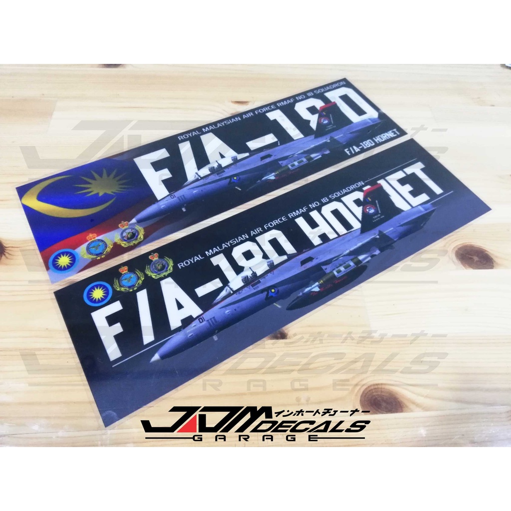 TUDM / RMAF 18th Squadron FA-18D Hornet Car Windscreen Decal Sticker ...