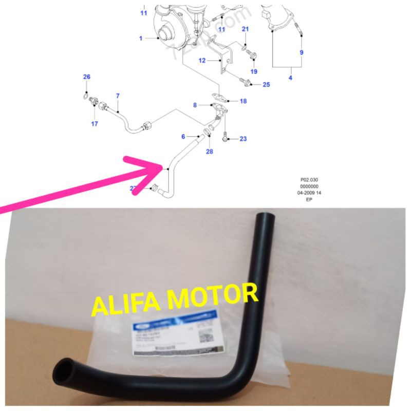 Ford Ranger & Everest All Type Genuine Ford WL Turbo Output Hose8514294 ...