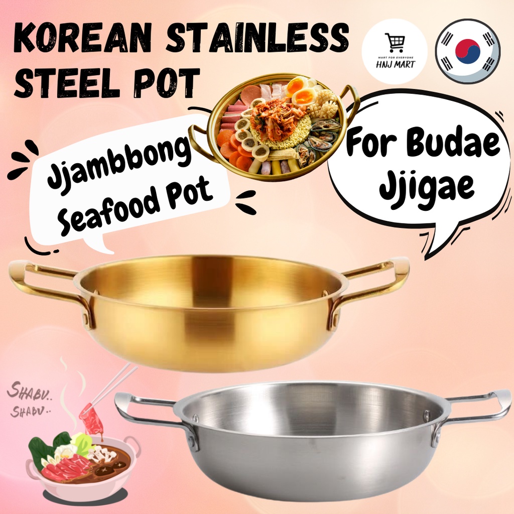 Korean Stainless Steel Pot | Budae Jjigae Pot | Korean Seafood Pot ...