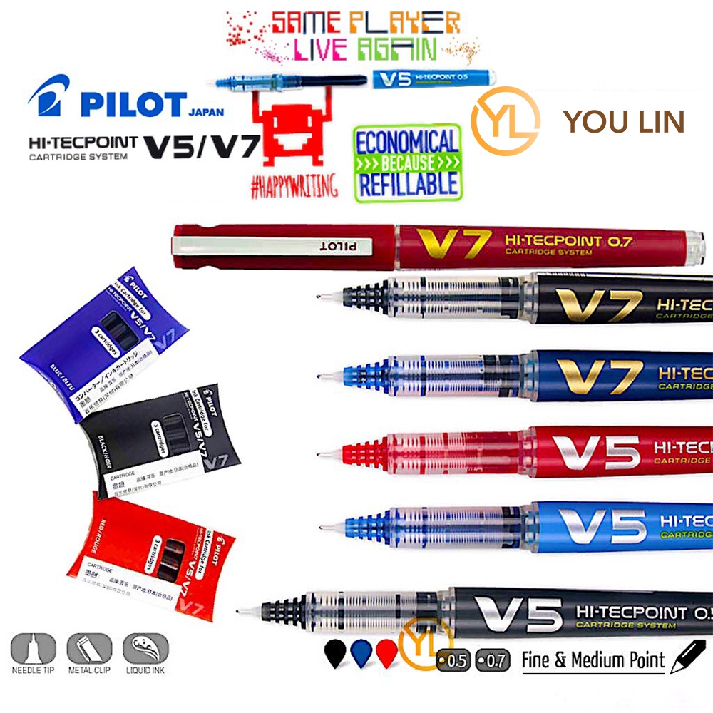 Pilot BXC Hi-Tecpoint V5/V7 refillable - Liquid Ink Rollerball pen ...