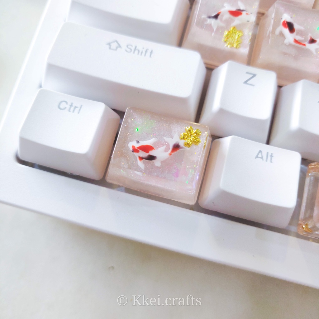 Kkei Sakura KOI fish Keycaps for Cherry MX Switches, Handmade Resin ...