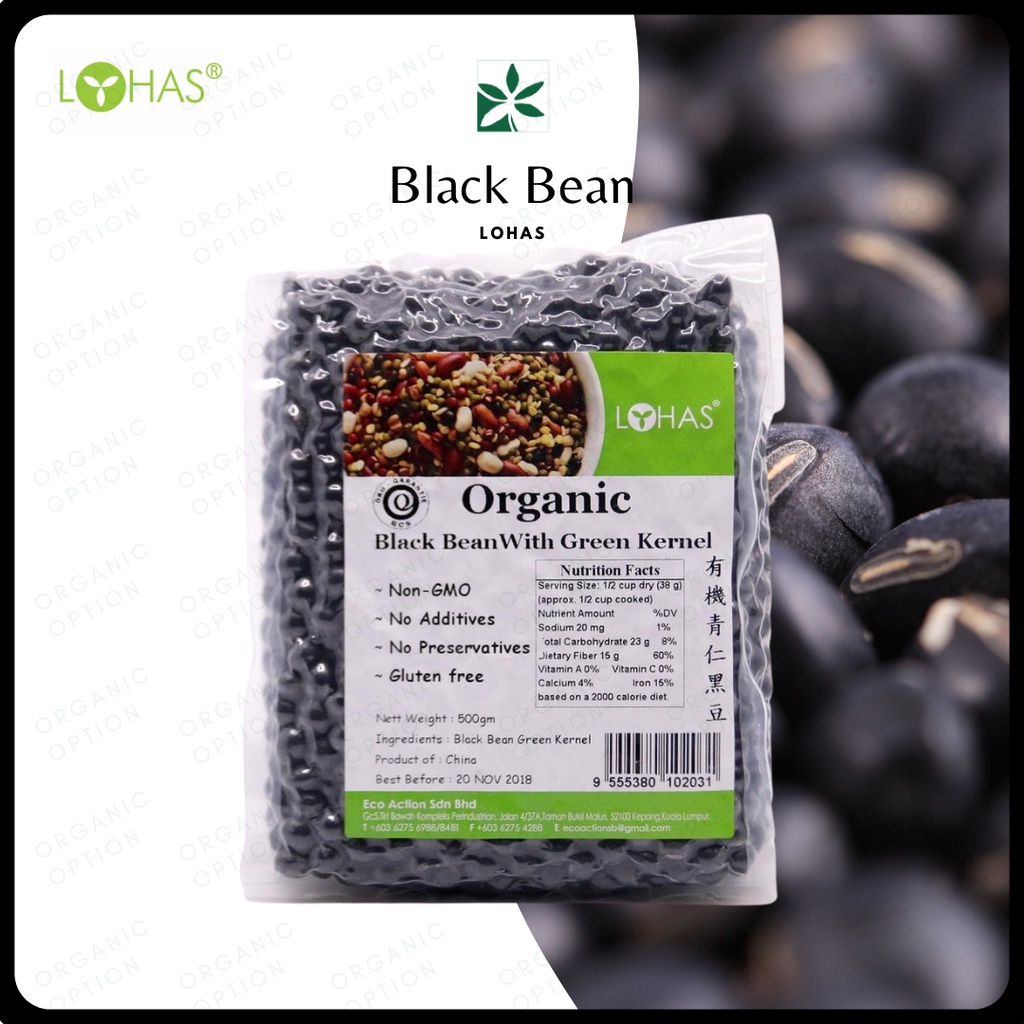 LOHAS Organic Black Bean With Green Kernel 有机 青仁黑豆 Black Bean 黑豆 500g | Shopee Malaysia