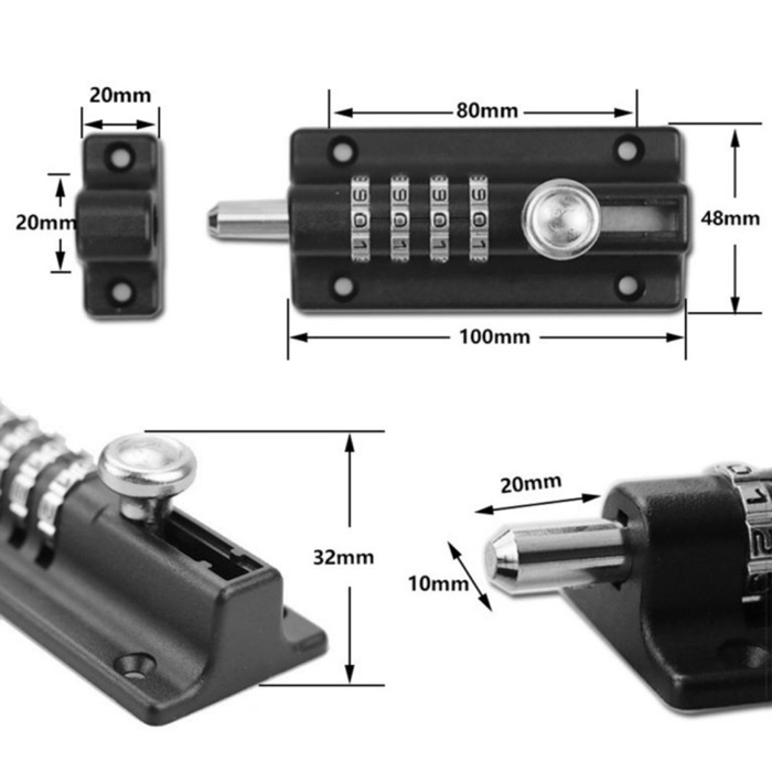 Sliding Combination Locking Bolt / 4 Digit Pin Dial Slide Bolt / Latch ...