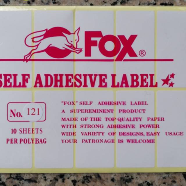 Fox Paper Sticker Label No. 121 Rectangular Adhesive Labels | Shopee ...