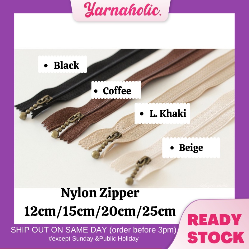 Nylon Zipper 12cm/15cm/20cm/25cm Nylon zip | Shopee Malaysia
