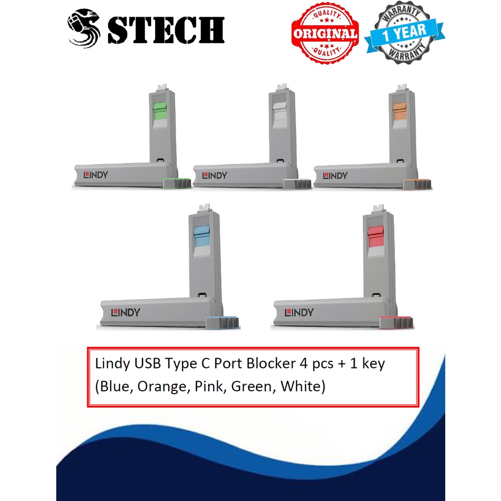 Lindy USB Type C USB-C Port Blocker with key ( 4 locks + 1 key ...