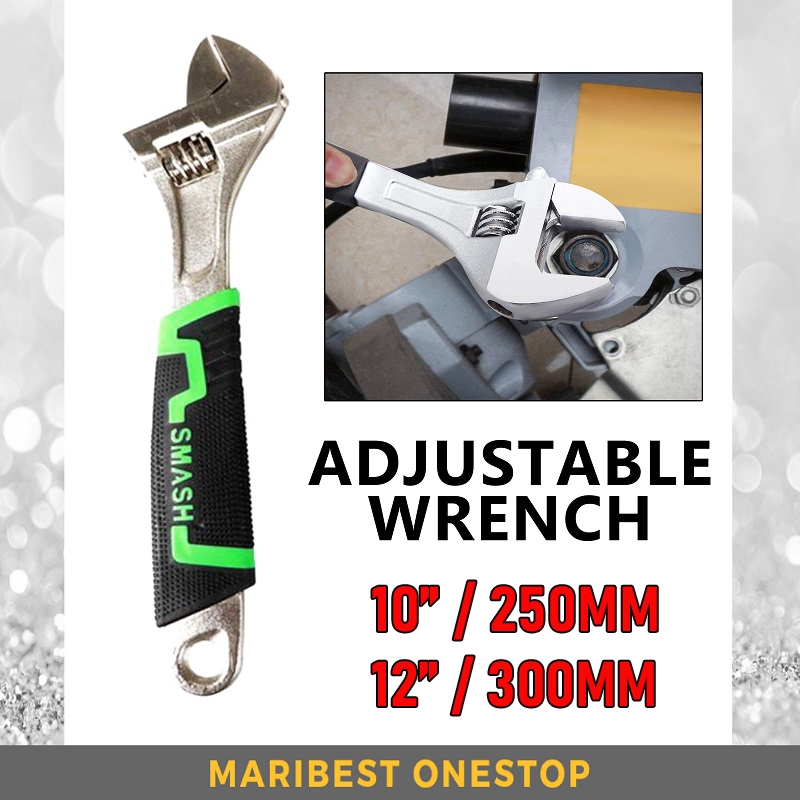 10” / 250mm 12" / 300mm Heavy-Duty Carbon Steel Size Adjustable Wrench ...
