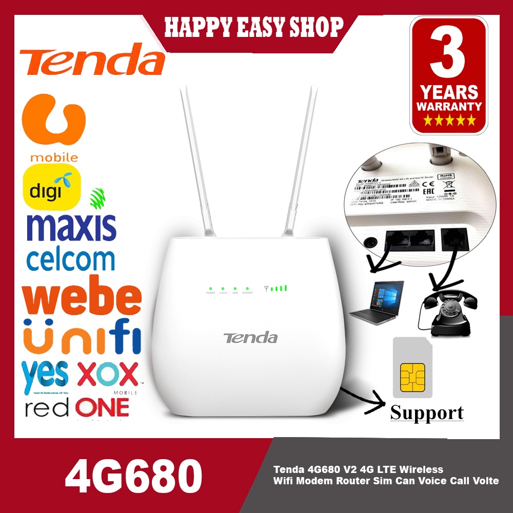 Official TENDA 4G680 V2.0 WIRELESS N300 4G LTE AND VOLTE ROUTER ...