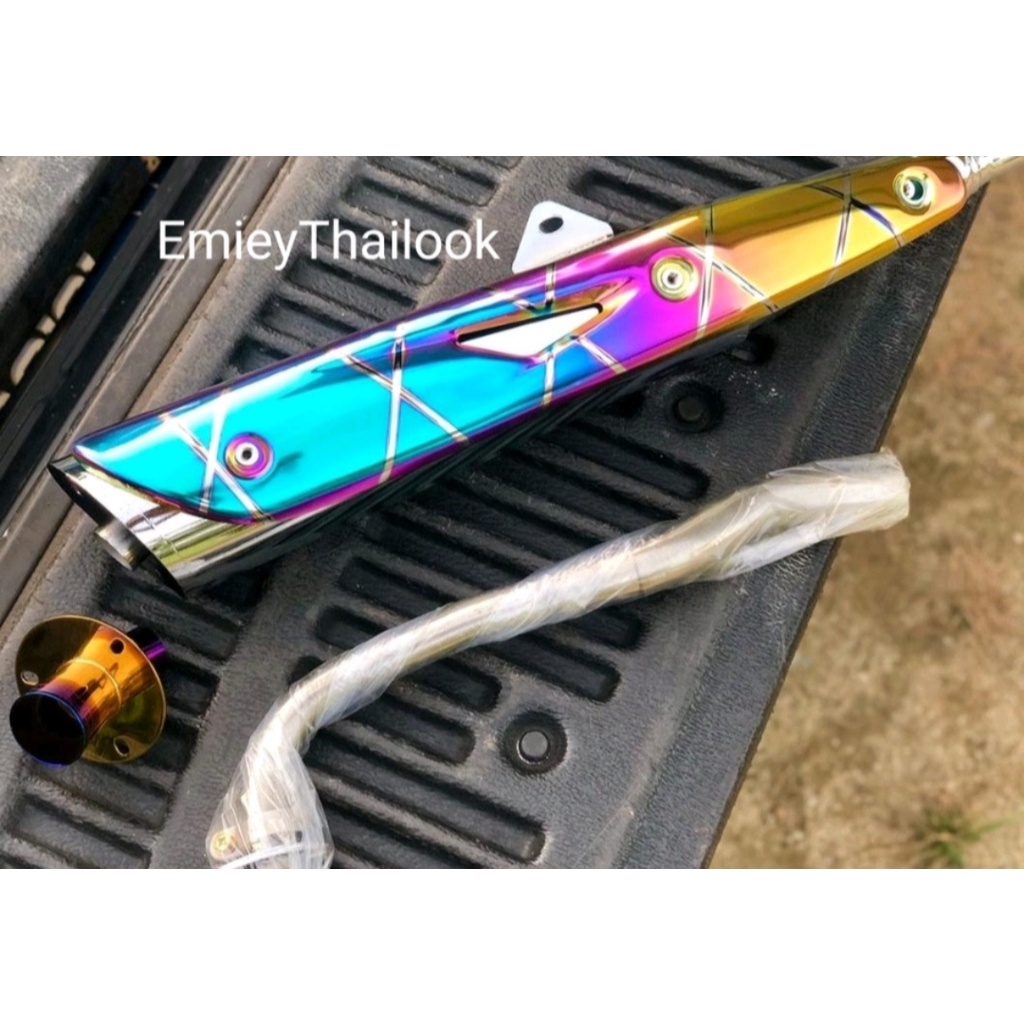 🔥WAVE 100R EXHAUST/EKZOS RACING CUTTING STANDARD RAINBOW DESIGN ...