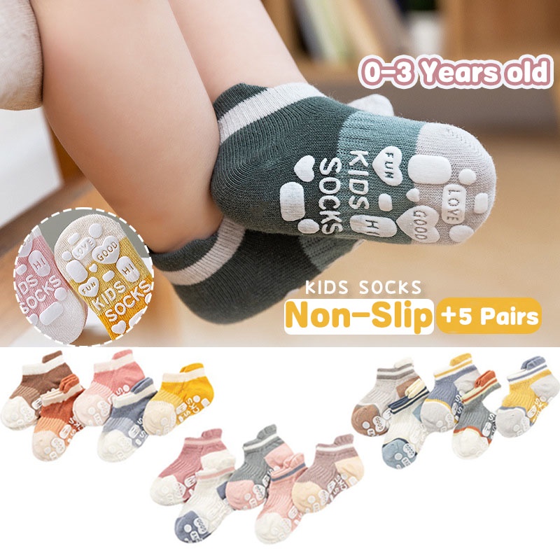 (5 Pairs)🍒0-3Yrs🧦 Baby Socks Cartoon Anti Slip Sock Baby Cartoon Socks ...