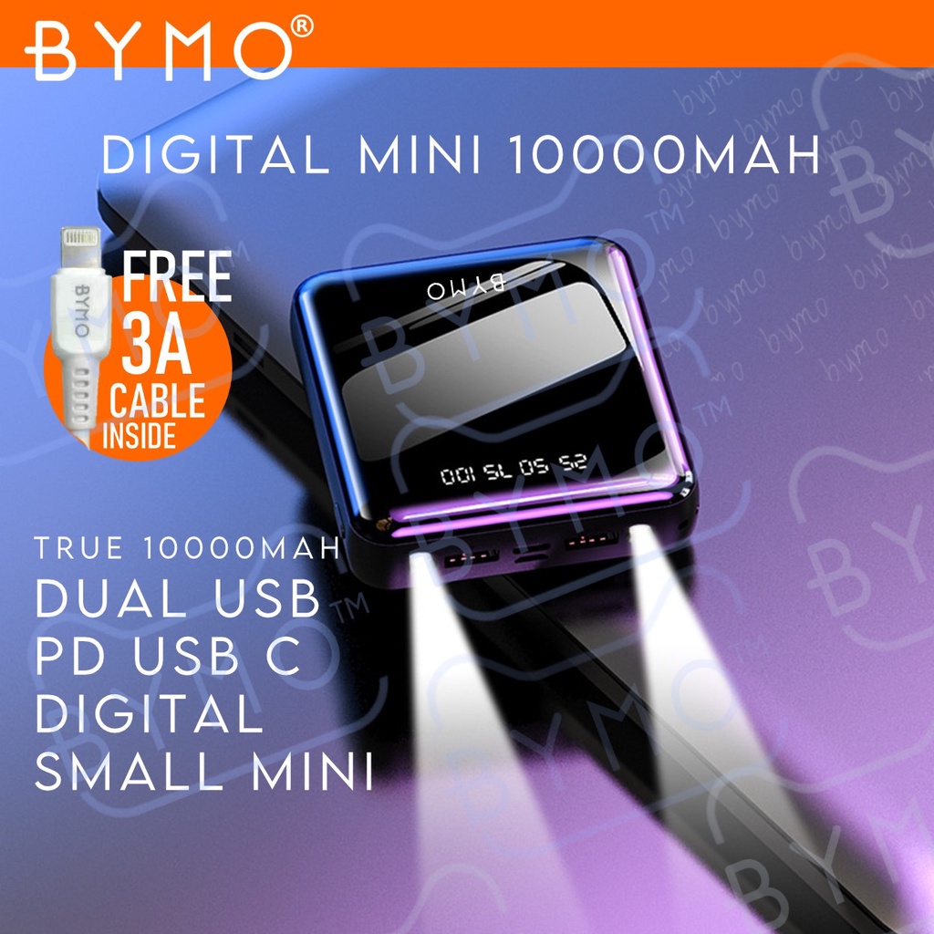 【SuperMini】Bymo 10000mAh 3A Full Capacity Mini Powerbank Dual USB ...