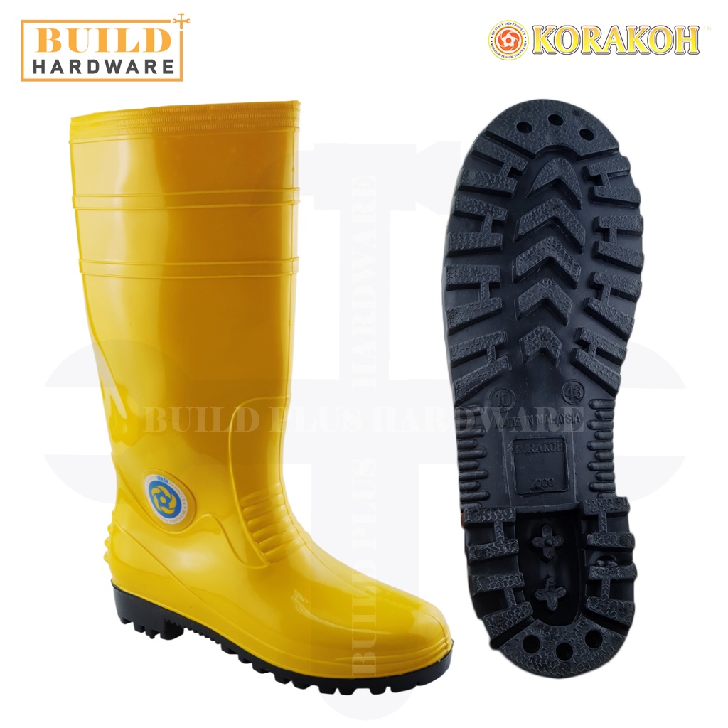 KORAKOH M7000 Yellow PVC Rubber Boot With Sock (Size: 39-44) 黄色水鞋 Kasut ...