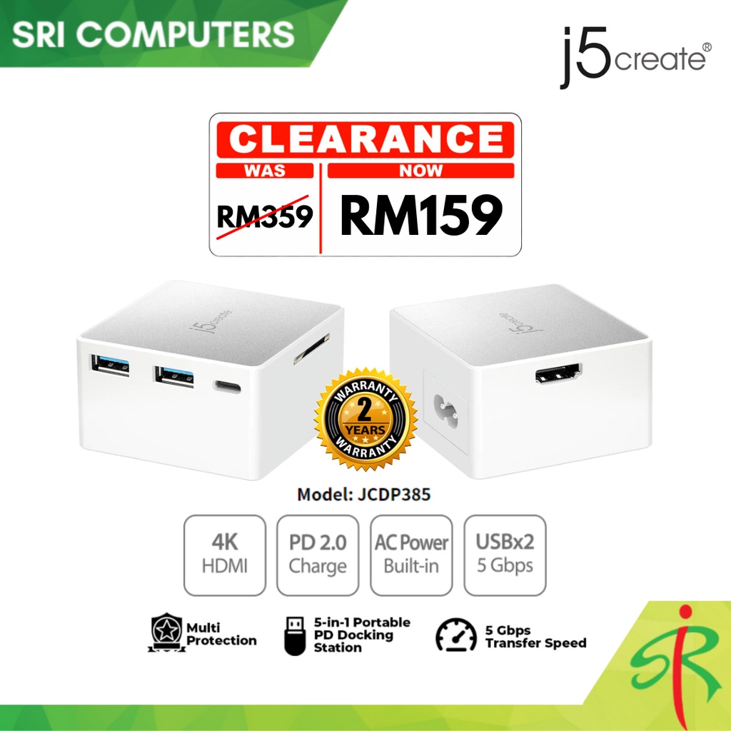[clearance] J5 Jcdp385 Usb C™ Powered Mini Docking Station Shopee Malaysia