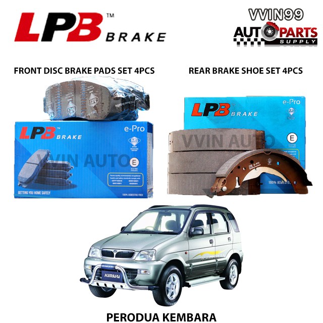LPB PERODUA KEMBARA FRONT DISC BRAKE PADS REAR BRAKE SHOE | Shopee Malaysia