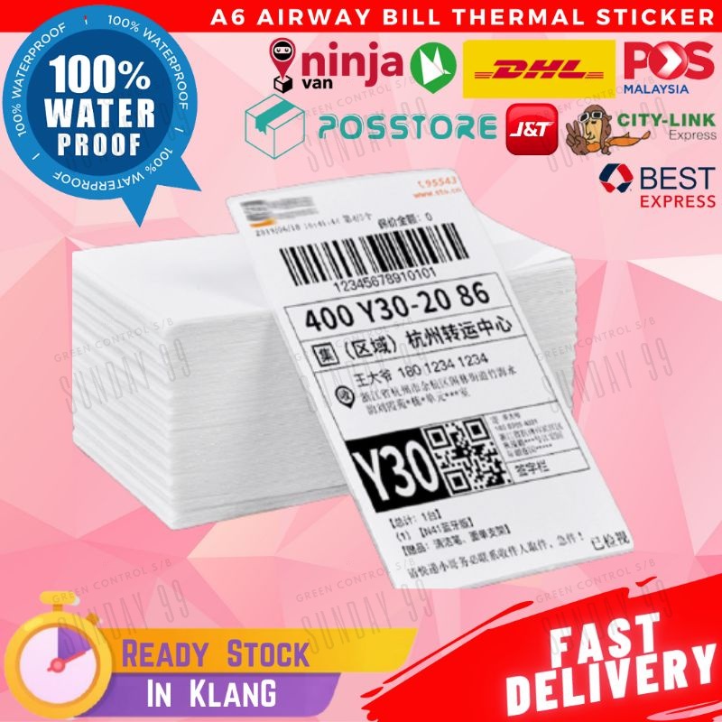 A6 Thermal Sticker [2000pcs] AWB Airwaybill Thermal Paper 🔥Ready Stock🔥 ...