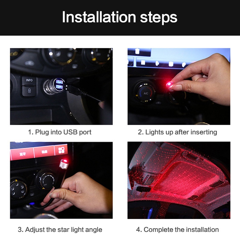 Led Starry Light Car Interior Mini LED Star Laser Atmosphere Ambient ...