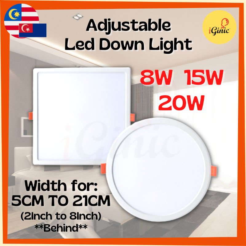 [Adjustable] LED Down Light 8W 15W 20W (Round/Square) 2Inch 4Inch 6Inch ...