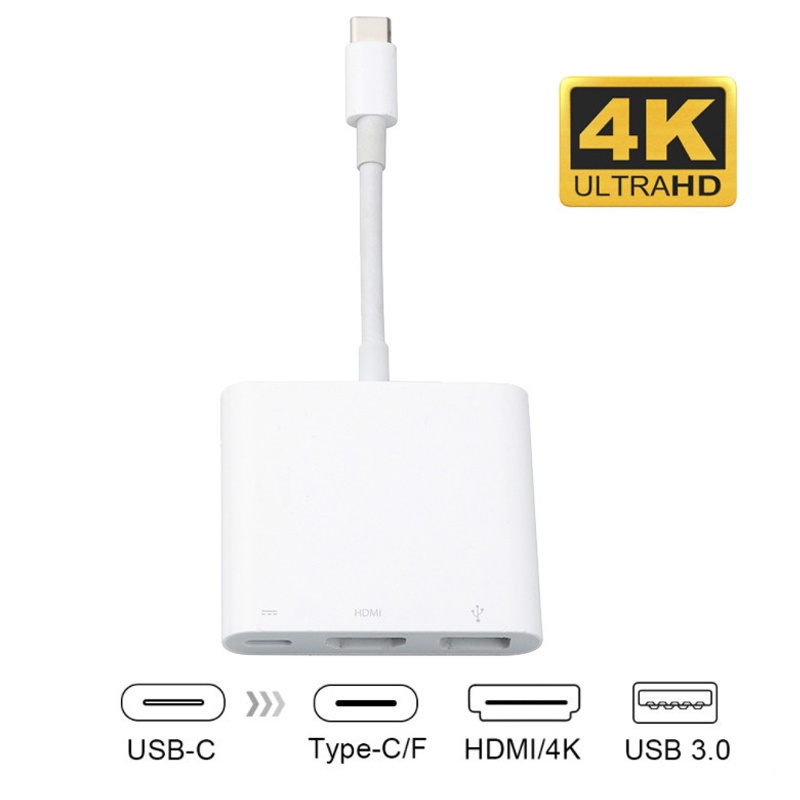 3 In 1 Hub USB 3.0 Charging Adapter Type C To HDMI USB C To HDMI ...