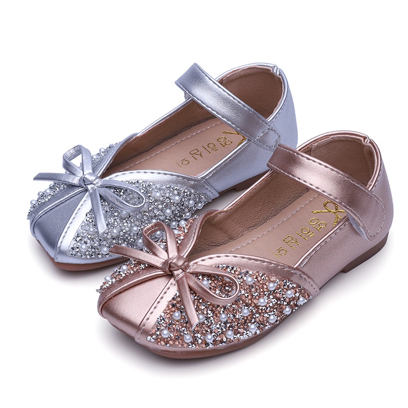Girls Bow-knot Princess Shoes Pearl Bling Dance Party Shoes Fashion ...