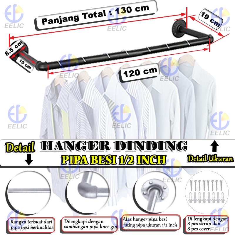 Eelic HPB-1 Stack -1/2Inch Iron Pipe Hanger flange With Pipe Size 120cm ...