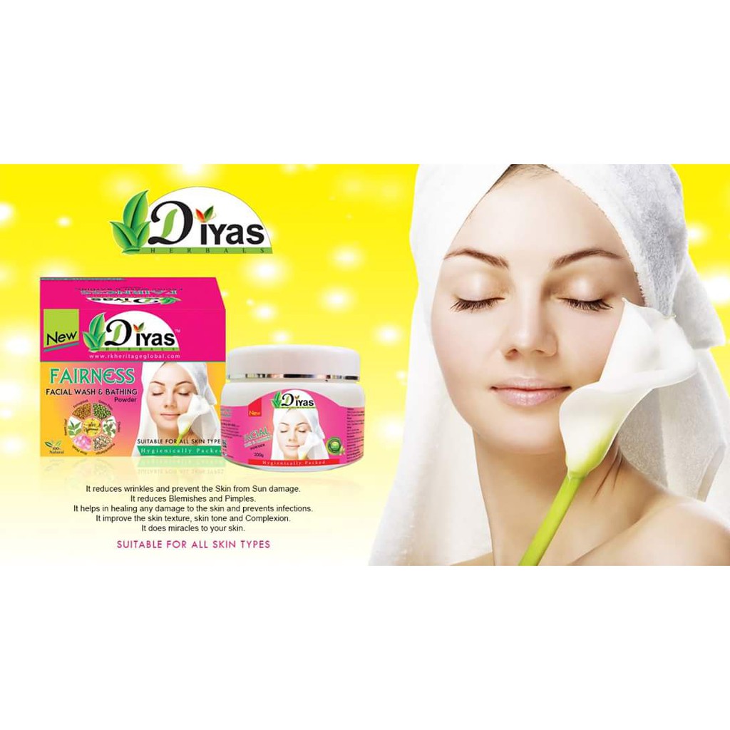 DIYAS 100% Natural Herbal Fairness Facial Wash & Bathing Face Pack ...