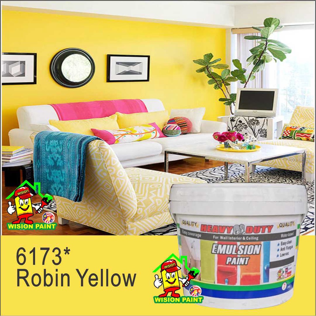 HLM6173 * ROBIN YELLOW ( 7L ) HEAVY DUTY EMULSION PAINT Cat Interior ...