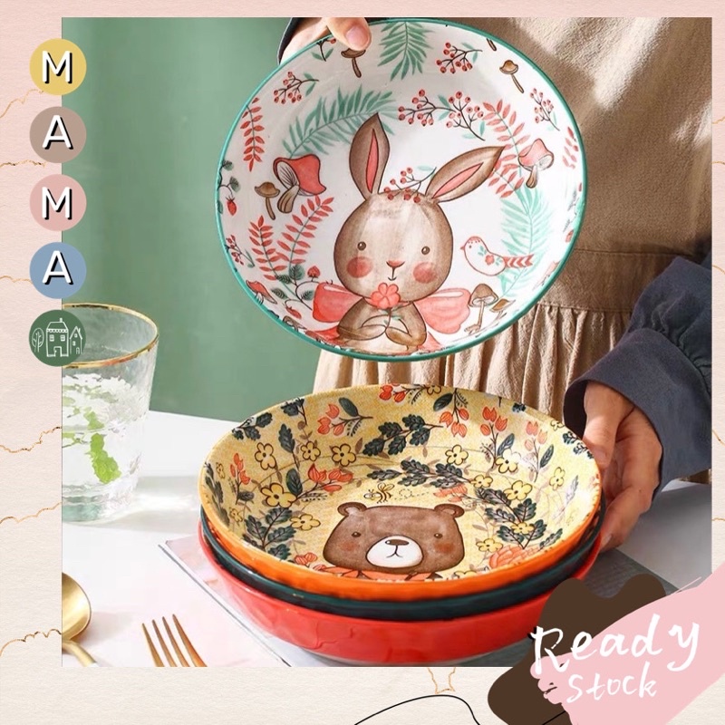 Ceramic Plate Cute Design Animal Bunny / Teddy Bear ceramic Plate ...