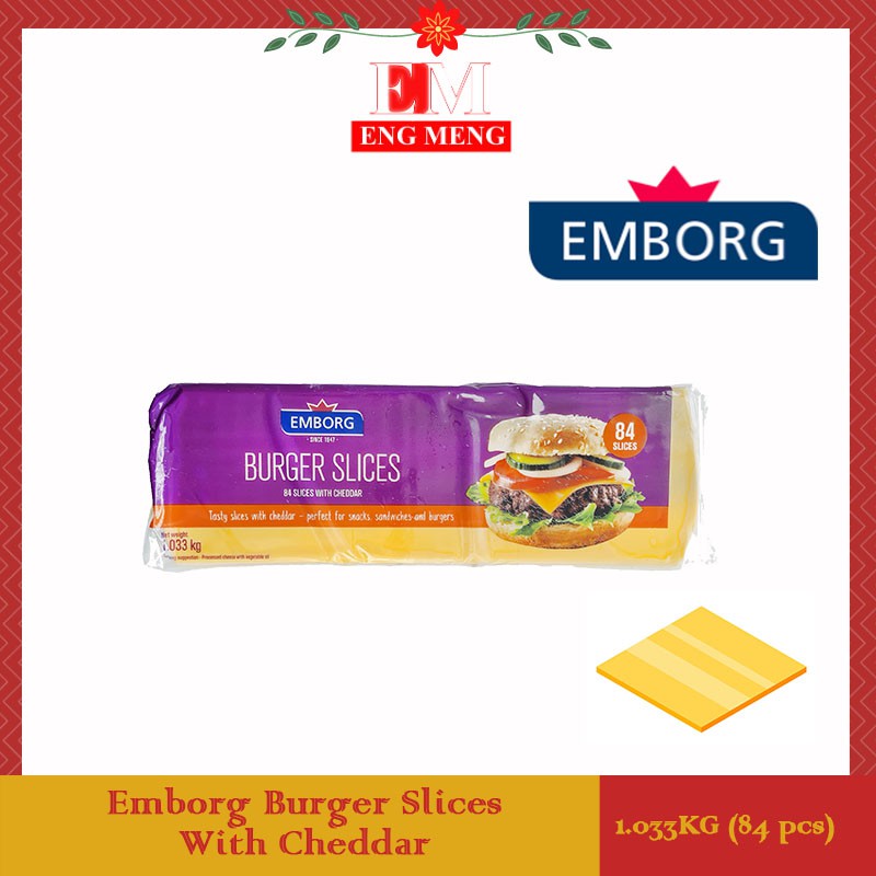 Emborg Burger Cheese Slices 1.033KG (84 Slices With Cheddar) Emborg ...