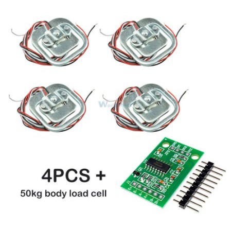 4Pcs 50kg Human Scale Load Cell Weight Sensors+HX711 AD Module Body ...