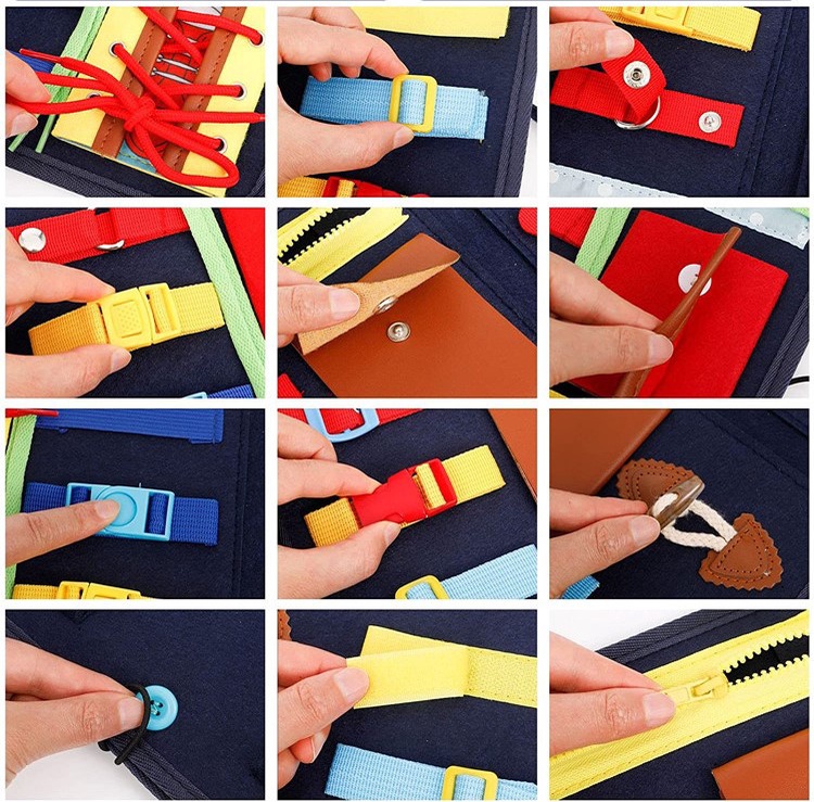 Felt Busy Board Sensory Toy Dexterity Kids Educational Montessori Toy ...