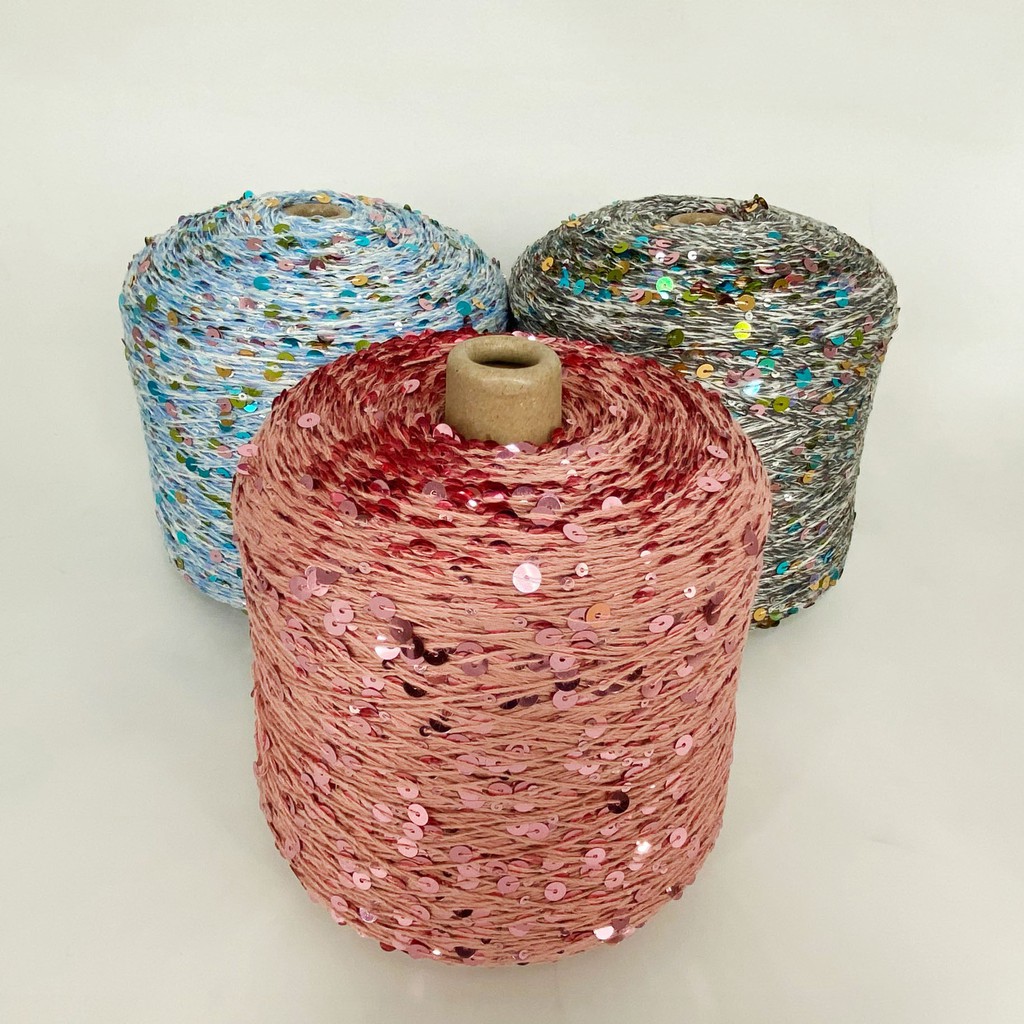 50 G/skeins Cotton Sequins Yarn 6 mm+3 mm Sequins Hand Knitting Yarn ...