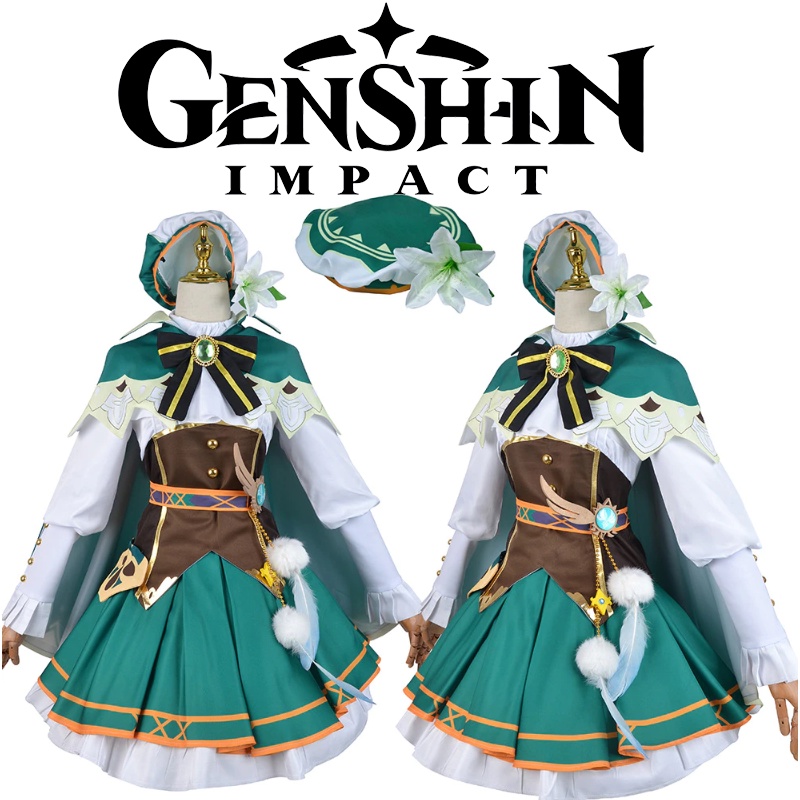 Genshin Impact Venti Cosplay Costume Hat Cloak Uniform Suit Wig Chinese Style Women Halloween ...