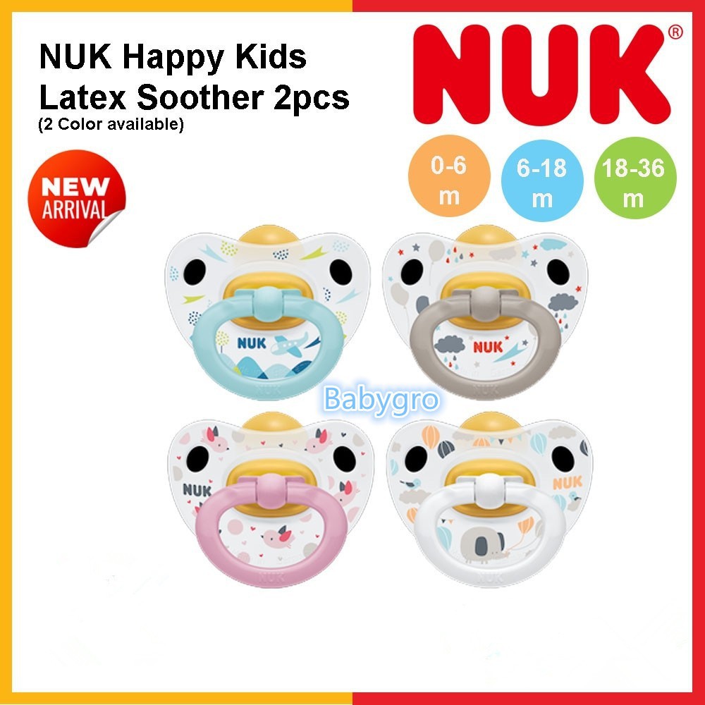 empeng NUK 0- 6 / 6-18 / 18-36 Months Happy Kids Orthodontic Latex Thumb Type Soother 1 Pack / 2 ...