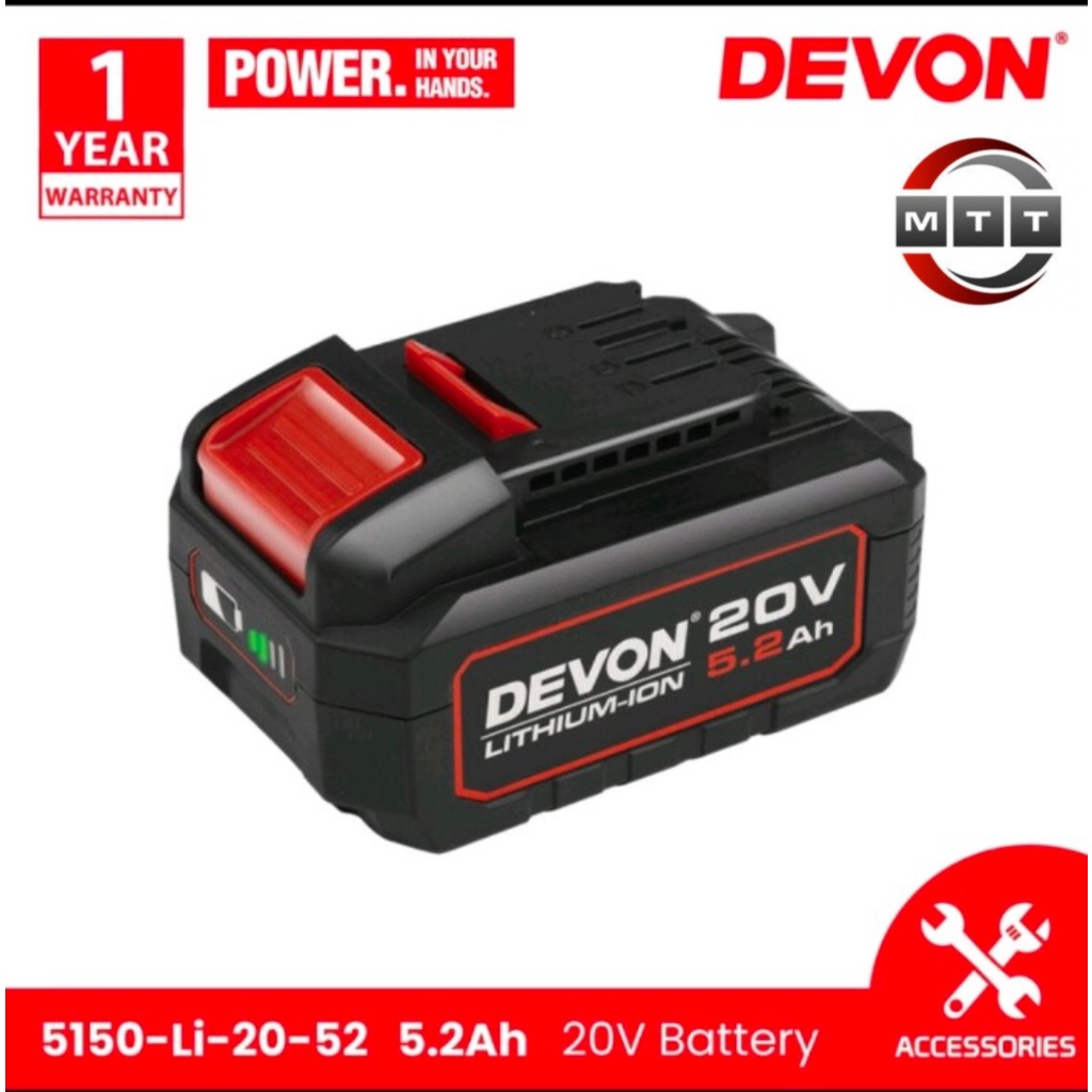 DEVON 5150-Li-20-52 Lithium-Ion Battery 20V 5.2Ah | Shopee Malaysia