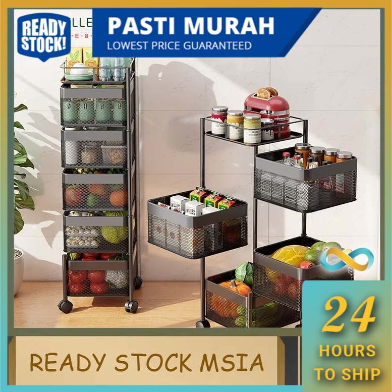 Stainless Steel Kitchen Rotating Rack Rak Dapur Basket Rack Vegetable ...